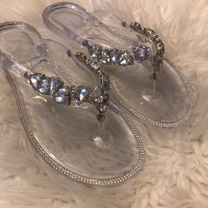 Shoes | Fancy Clear Rhinestone Jelly Sandals | Poshmark